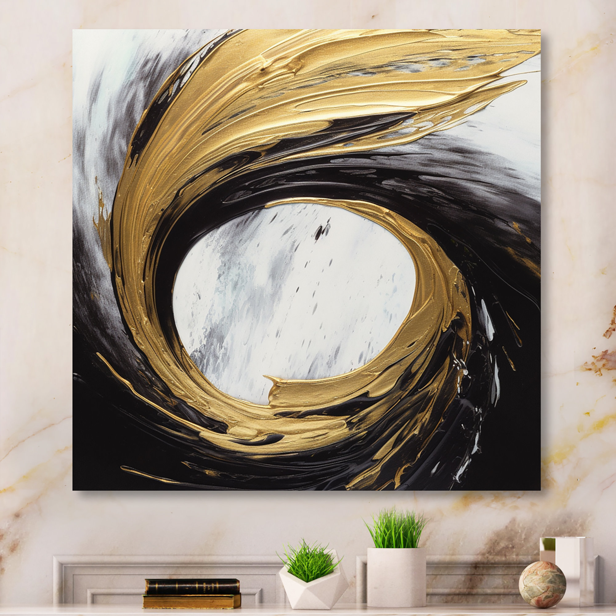 Mercer41 Golden Wave Reflections IV - Print on Canvas | Wayfair